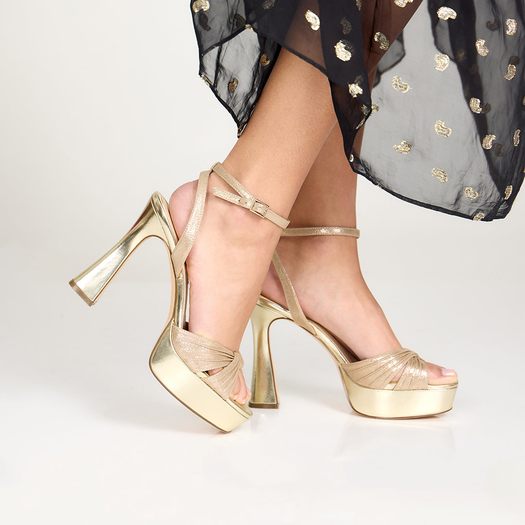 Womens Angie Yellow Ultra-High Platform Sandal With Sculpted Heel ...