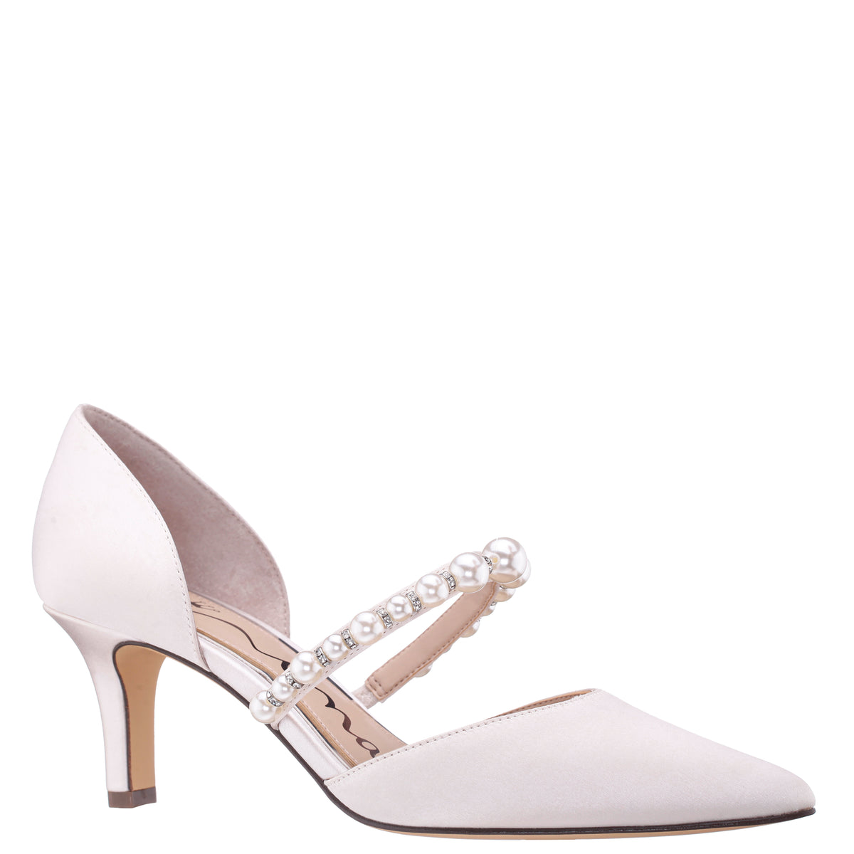 Womens Blair White Satin Mid-Heel Pumps | Nina Shoes