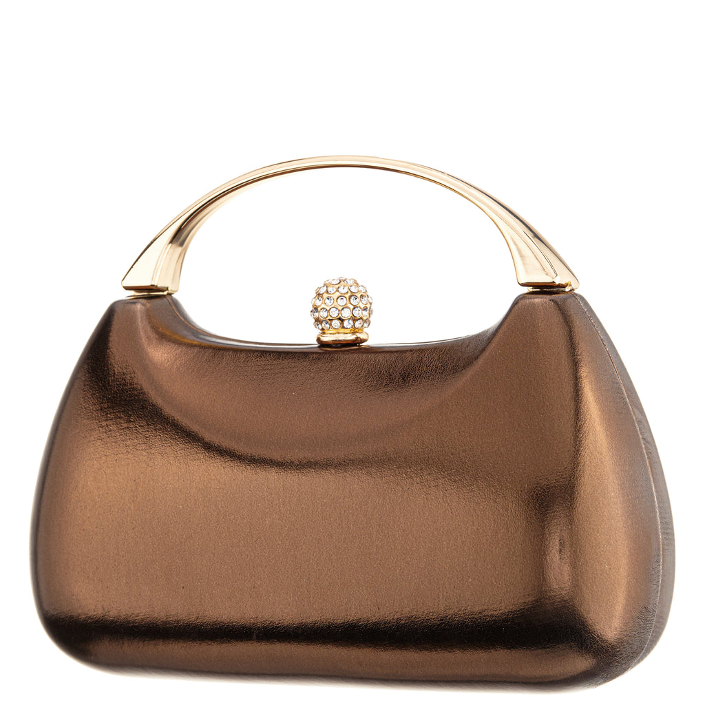 Womens Brando Dark Bronze Metallic Foil/Glass Crystal Minaudiere | Nina ...