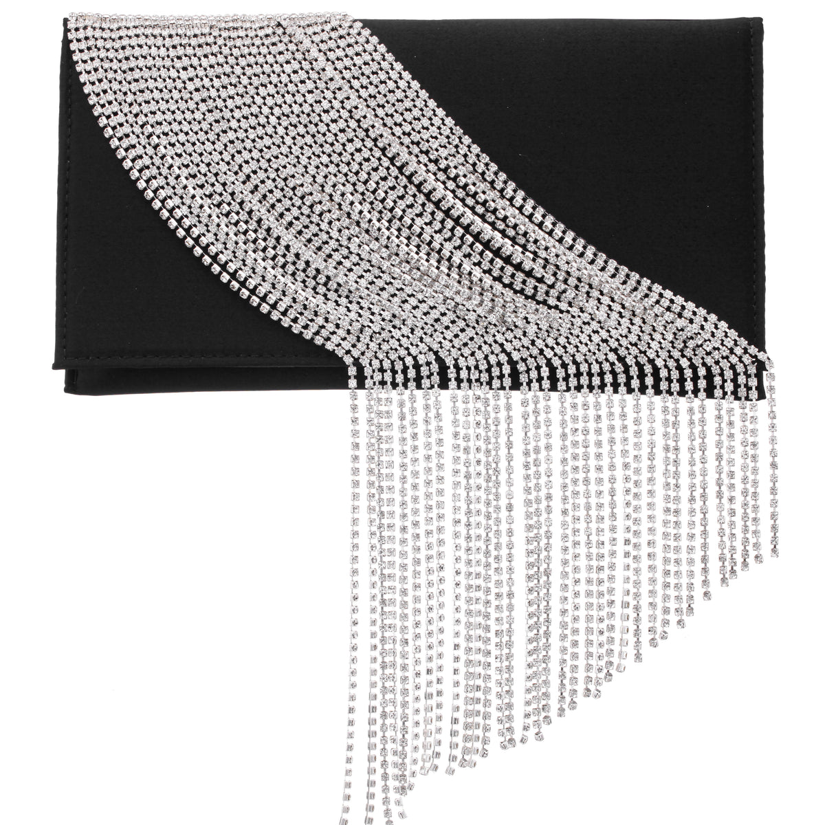 Womens Carma Black Crystal Chain Slim Envelope Clutch | Nina Shoes