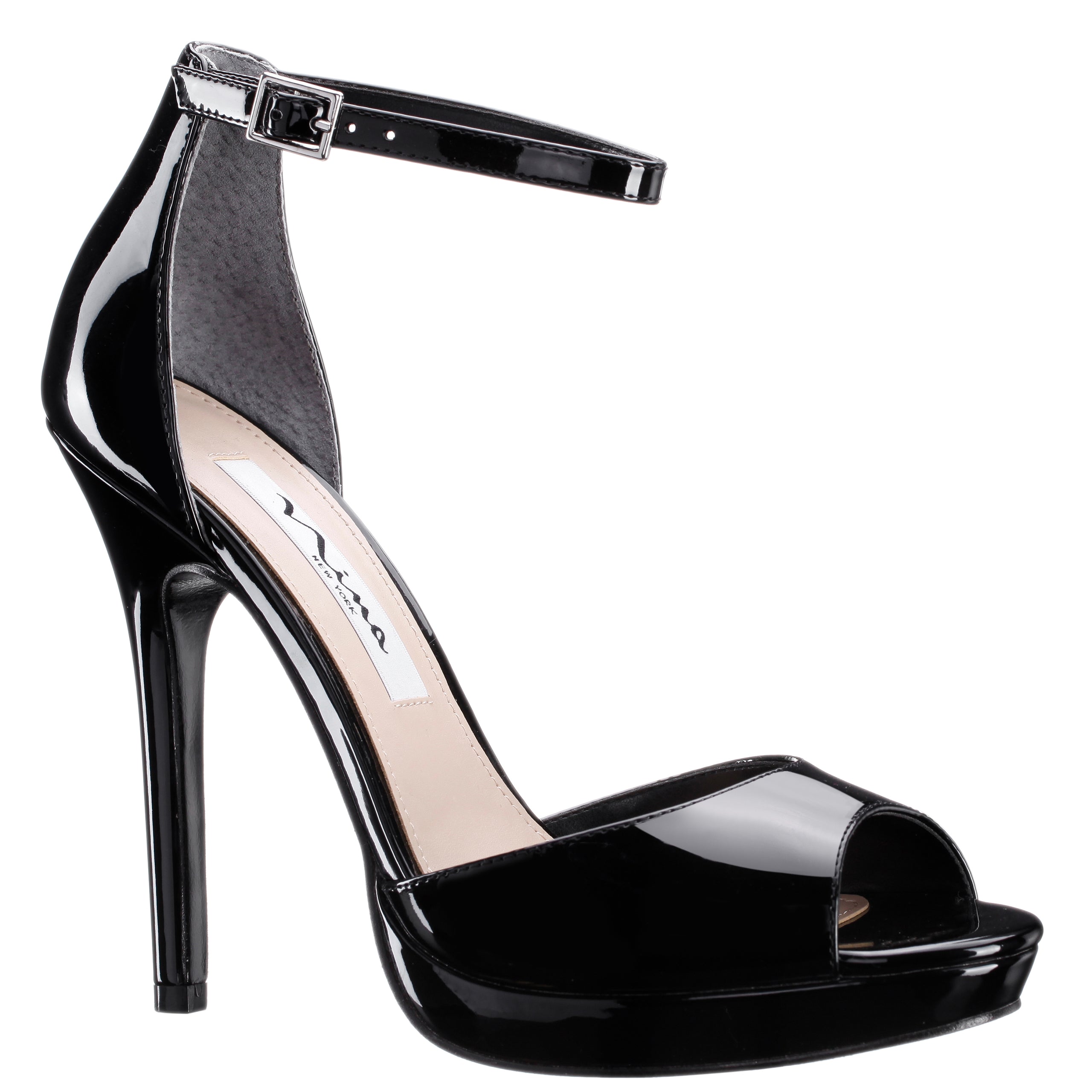 Womens Famia Black Patent Leatherette Stiletto Platform Sandals with ...