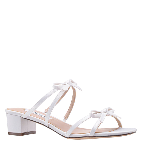 Womens Gaby Ivory Mid-heel Slide With Bows On A Block Heel | Nina Shoes