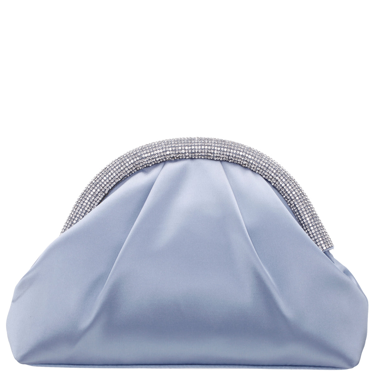 Womens Jane Blue Satin/Glass Crystal Frame Clutch | Nina Shoes