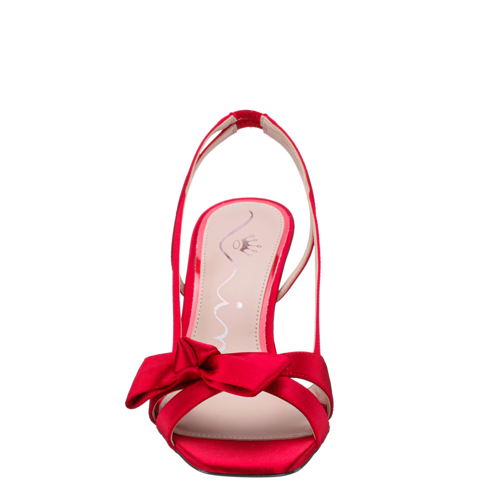 Womens Lizette Red Satin with Bow Slingback Sandals on a Mid-Heel ...