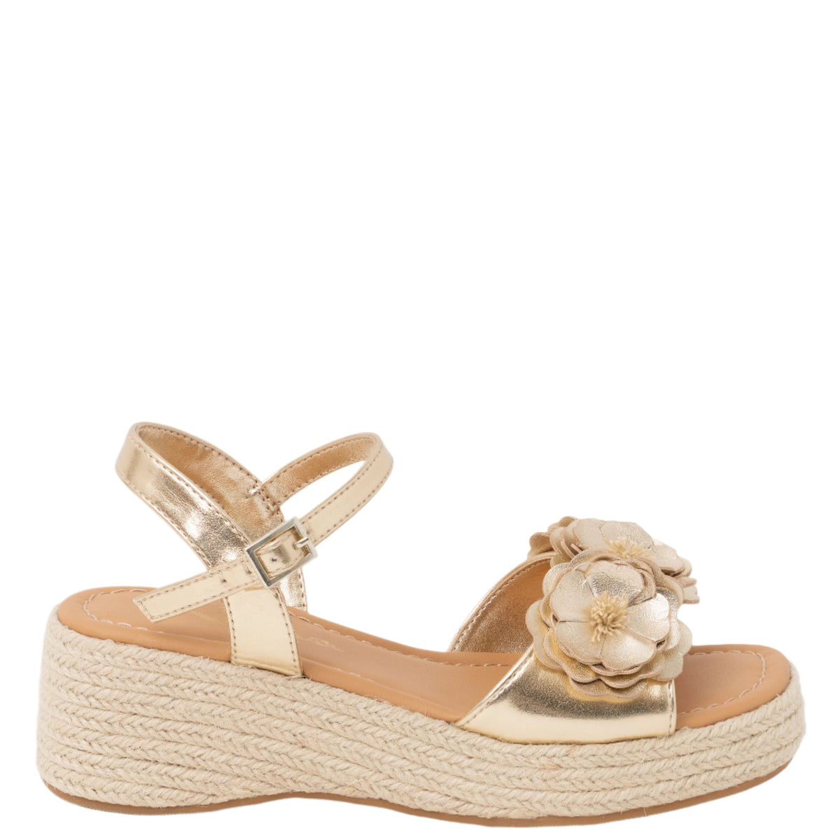 Girls Mercy Light Gold Metallic Platform Wedge Sandals | Nina Shoes