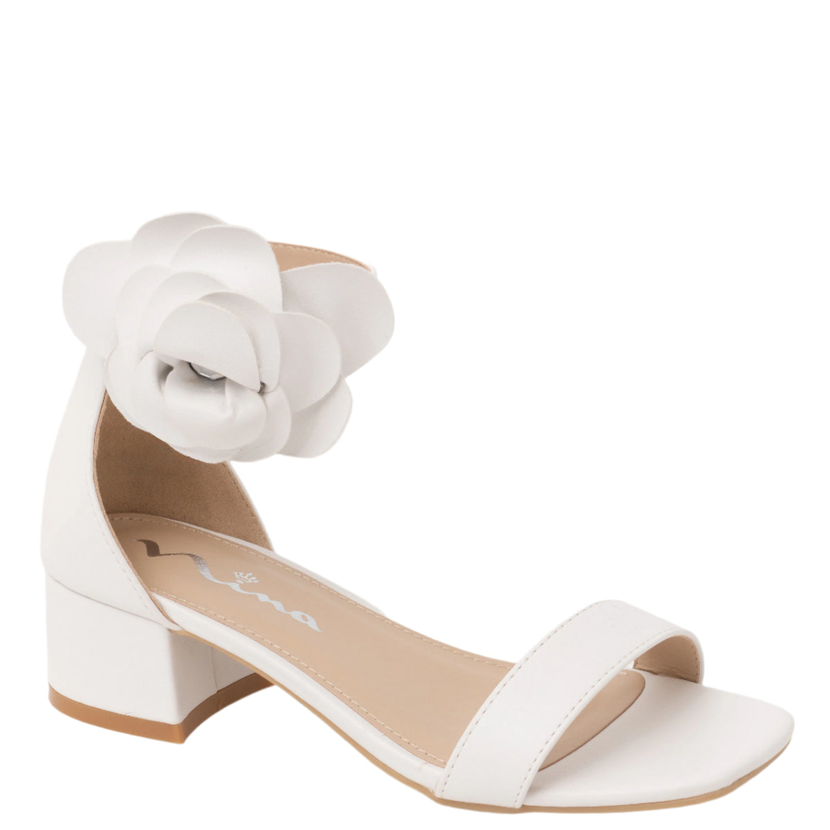 Girls Mona White Heel Sandal | Nina Shoes