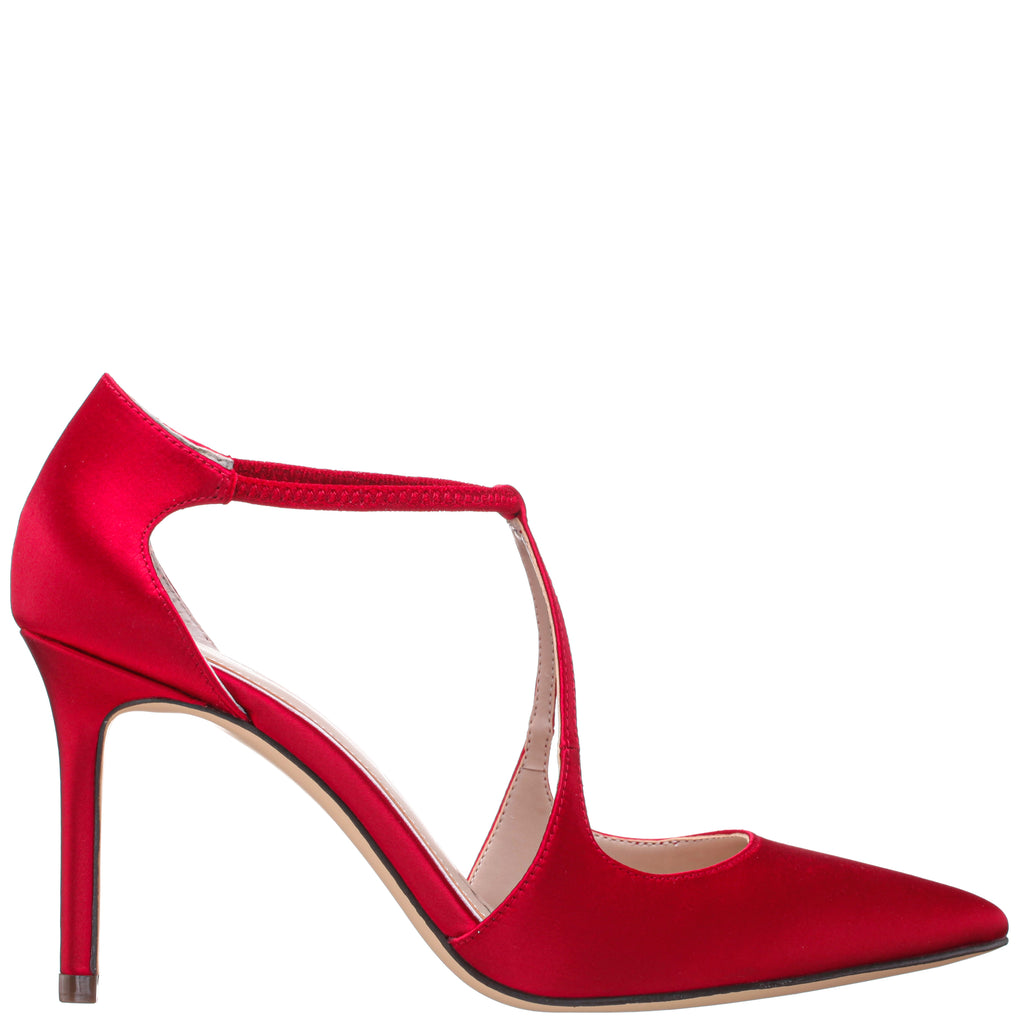 Womens Netta Red Satin High-Heel Pump | Nina Shoes