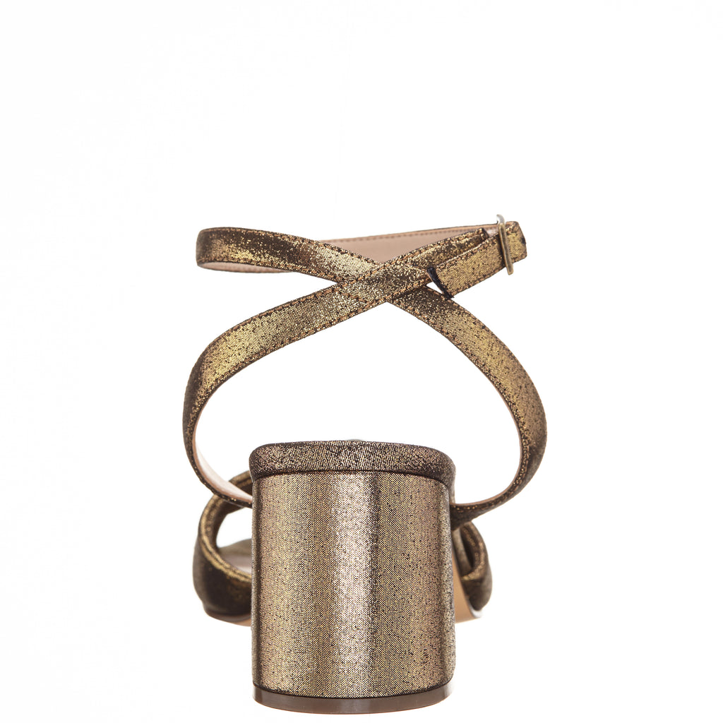 Women's Nigella Bronze Metallic Suedette Mid-Heel Block Sandal – Nina Shoes