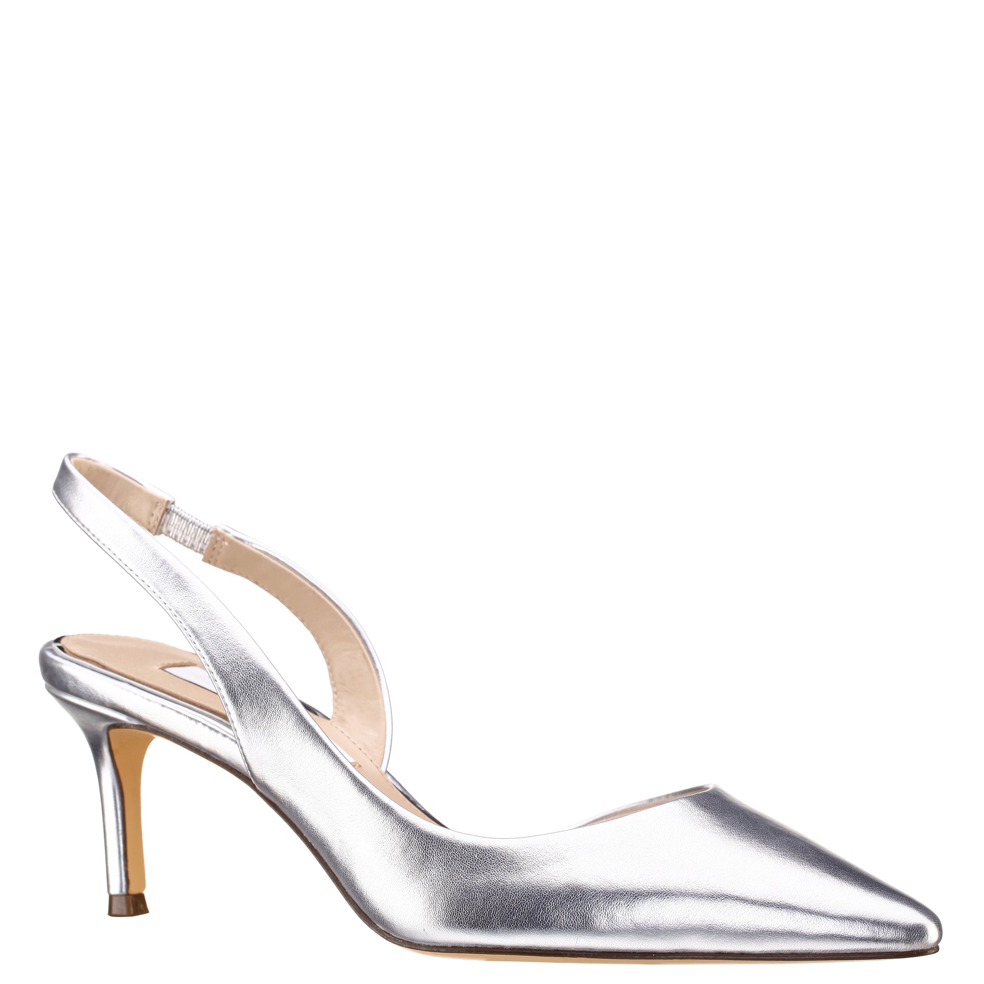 Womens Nina60s Silver Metallic Glaze Mid-Heel Slingback Pumps | Nina Shoes