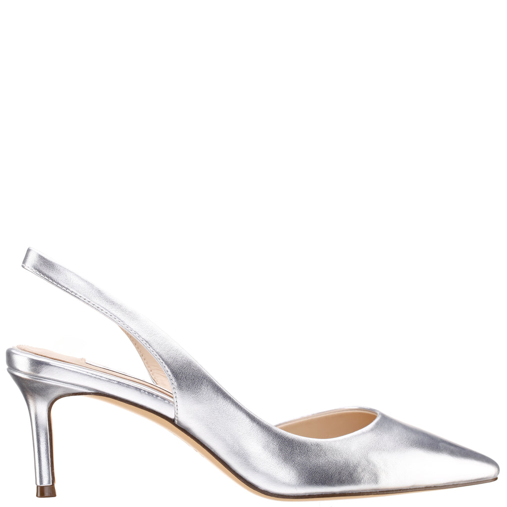 Womens Nina60s Silver Metallic Suedette Pump Pointed-Toe Mid-Heel ...