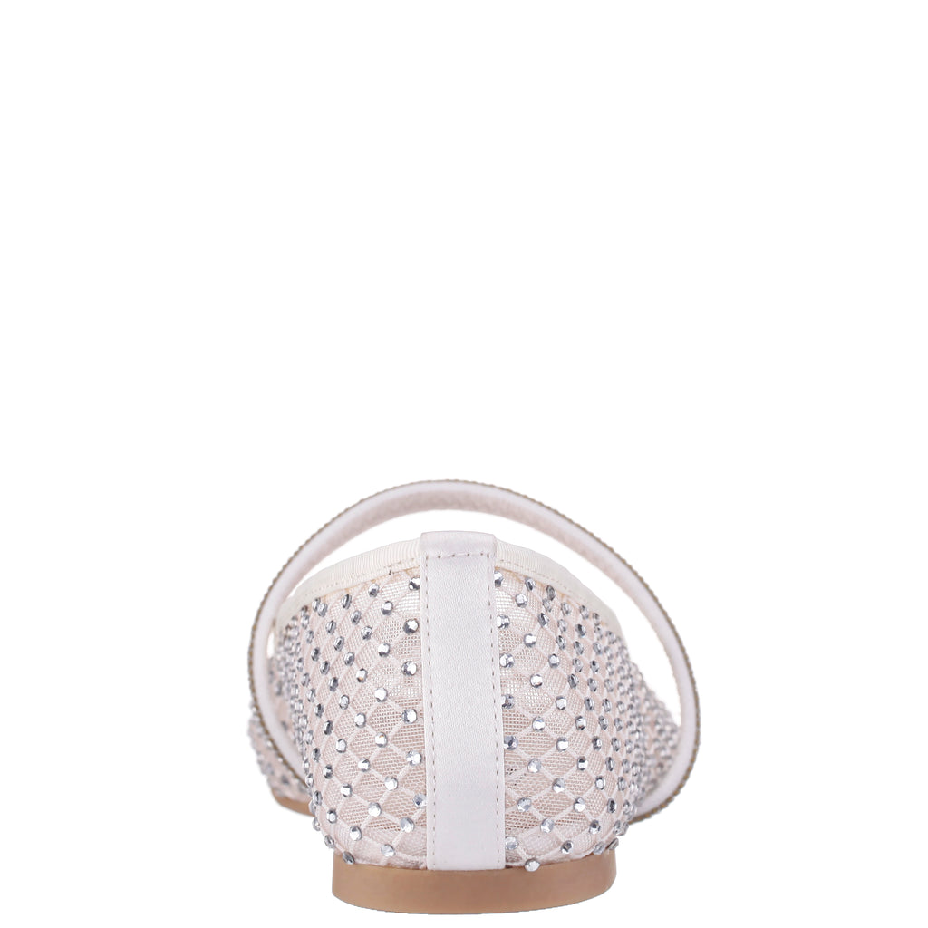 Women's Peggy Ivory Mesh With Rhinestone Ballerina Flat | Nina Shoes