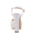 Womens Skylynn White Satin Stiletto Block-Heel Platform Sandal | Nina Shoes