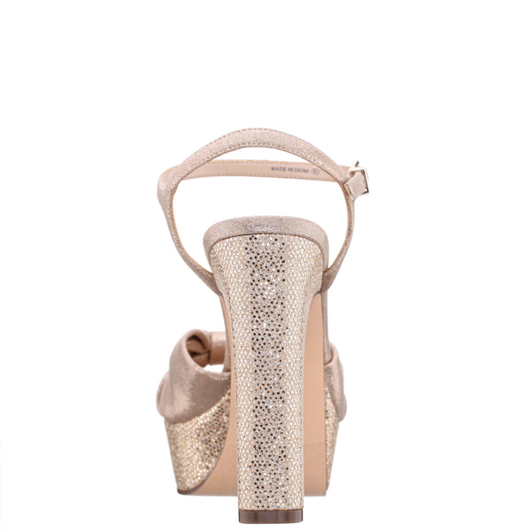 Womens Skylynn Sand Glitter Shine Block-Heel Platform Sandal | Nina Shoes