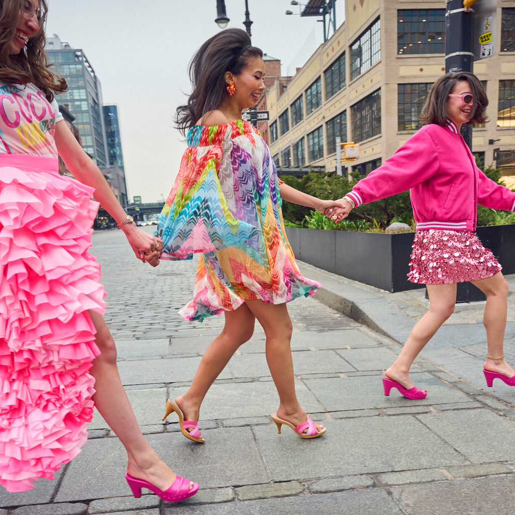 Womens Vibe Hot Pink SLIDE SANDAL ON A PLATFORM BOTTOM | Nina Shoes