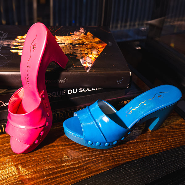 Womens Vibe Hot Pink Slide Sandal On A Platform Bottom | Nina Shoes