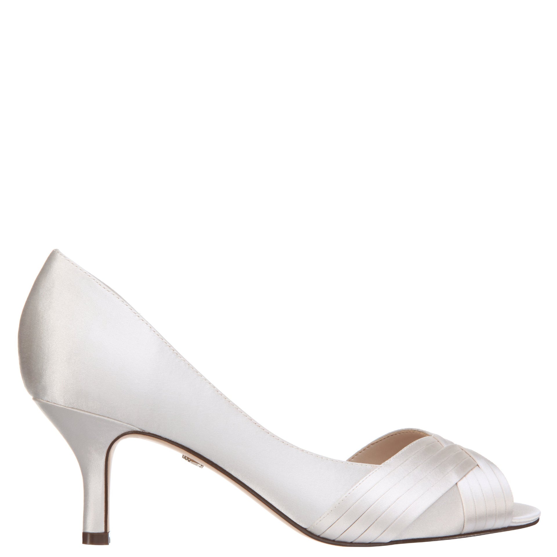 Womens Contesa White Satin D'Orsay Mid-Heel Pumps with a Peep-Toe ...