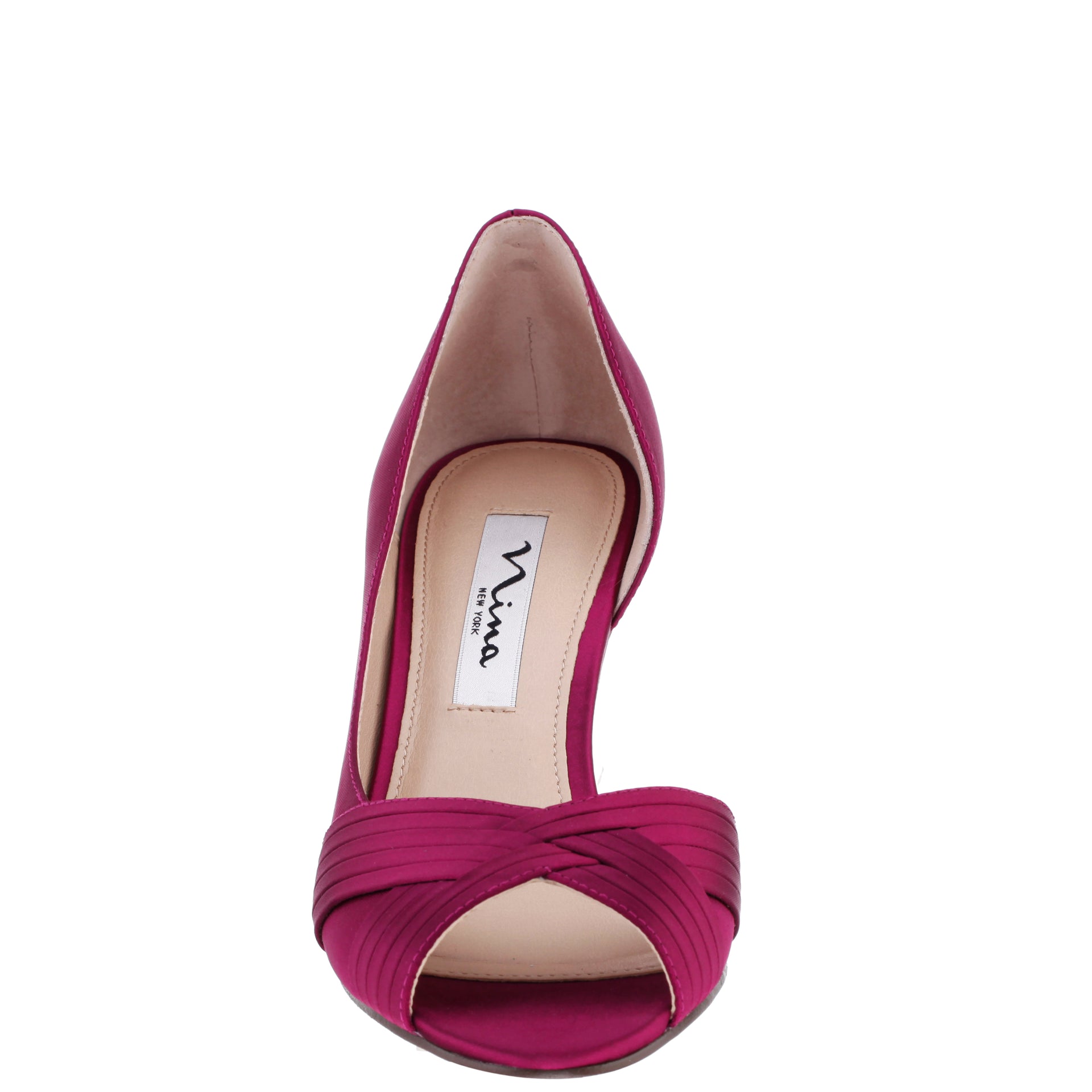 Womens Contesa Red Satin D'Orsay Mid-Heel Pumps with a Peep-Toe | Nina ...