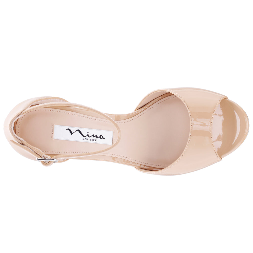 Womens Famia Latte Patent Leatherette Platform Stiletto Dress Sandal ...