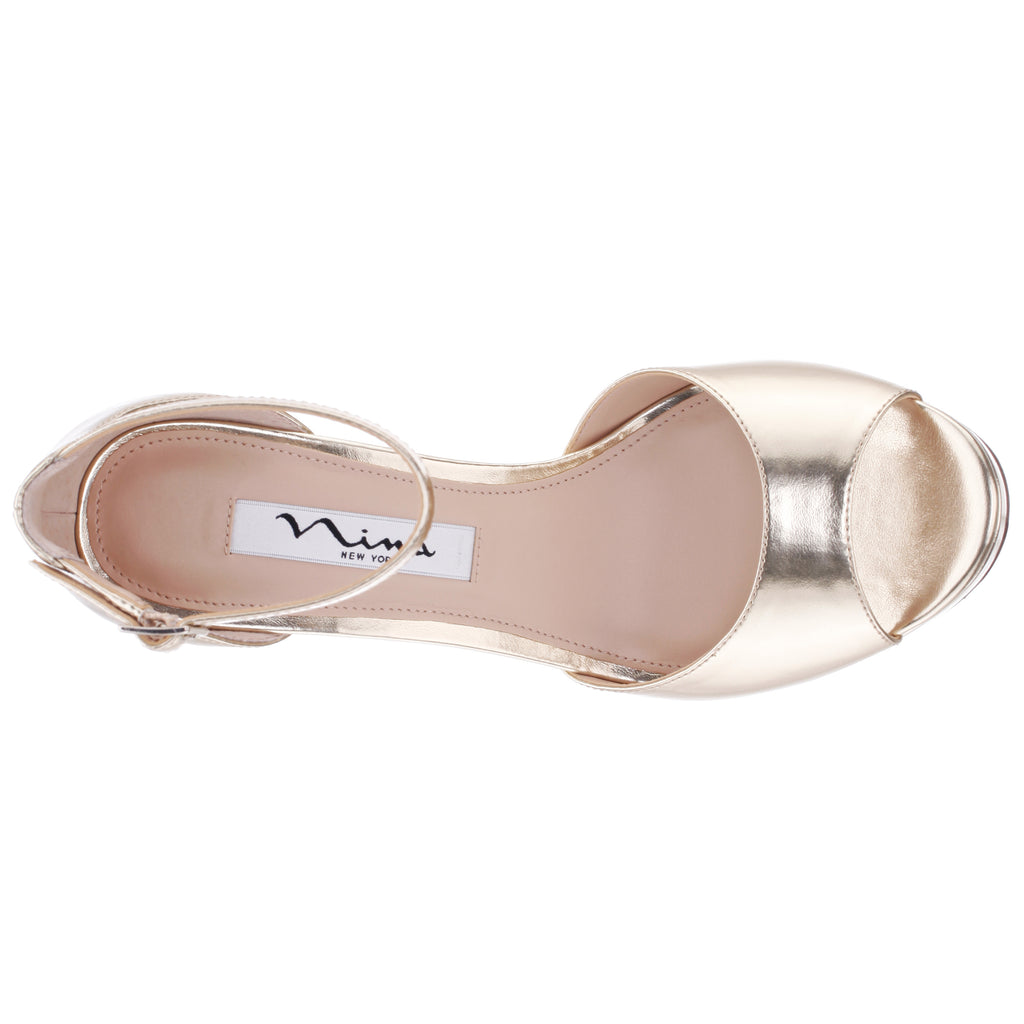Womens Famia Platino Metallic Foil Platform Stiletto Dress Sandal ...