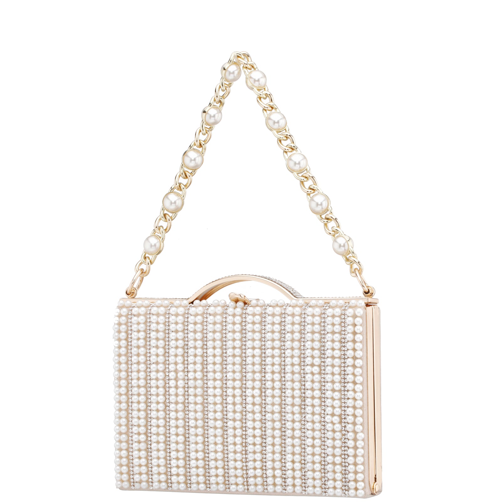 Womens Issa White Pearl Handheld Minaudiere | Nina Shoes