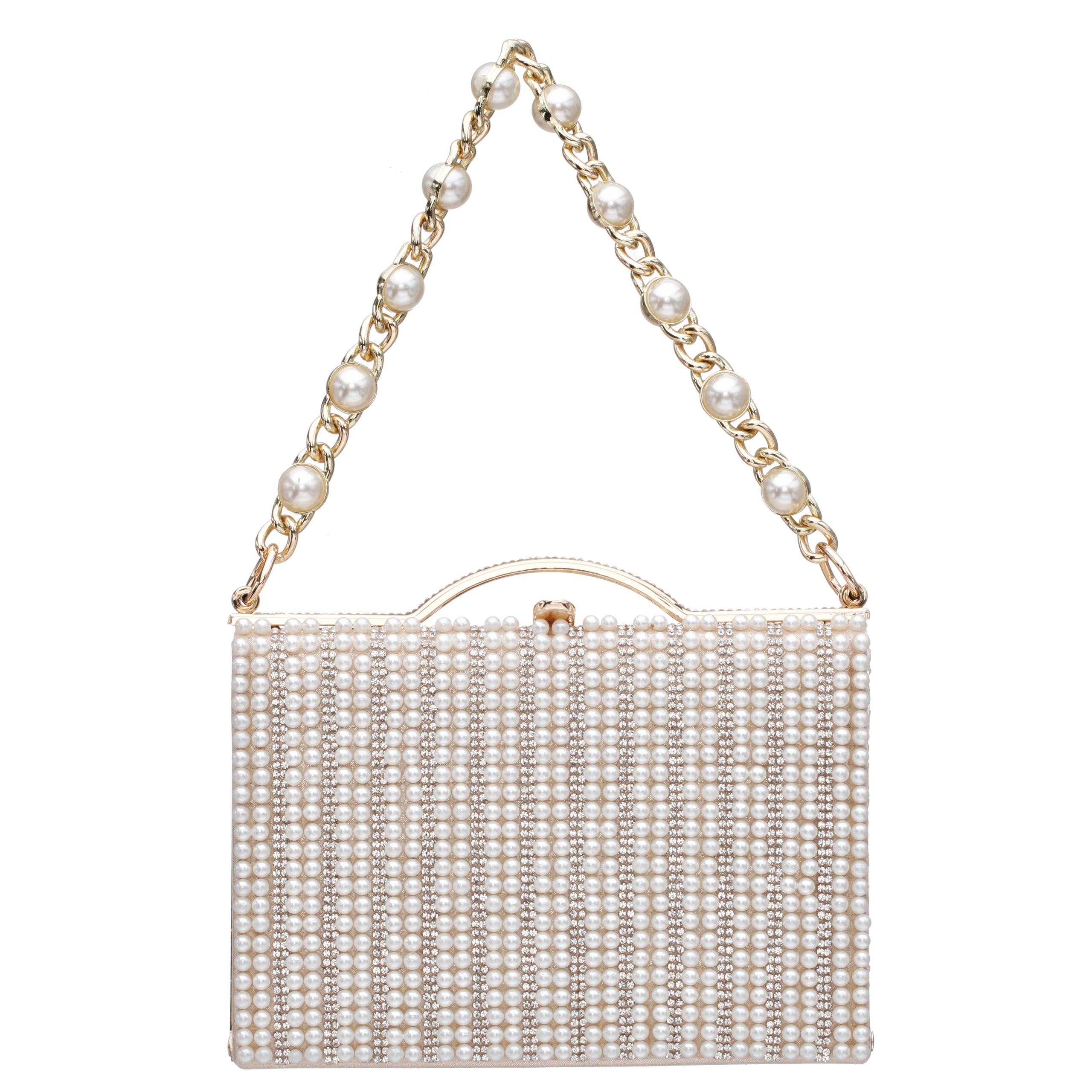 Womens Issa White Pearl Handheld Minaudiere | Nina Shoes