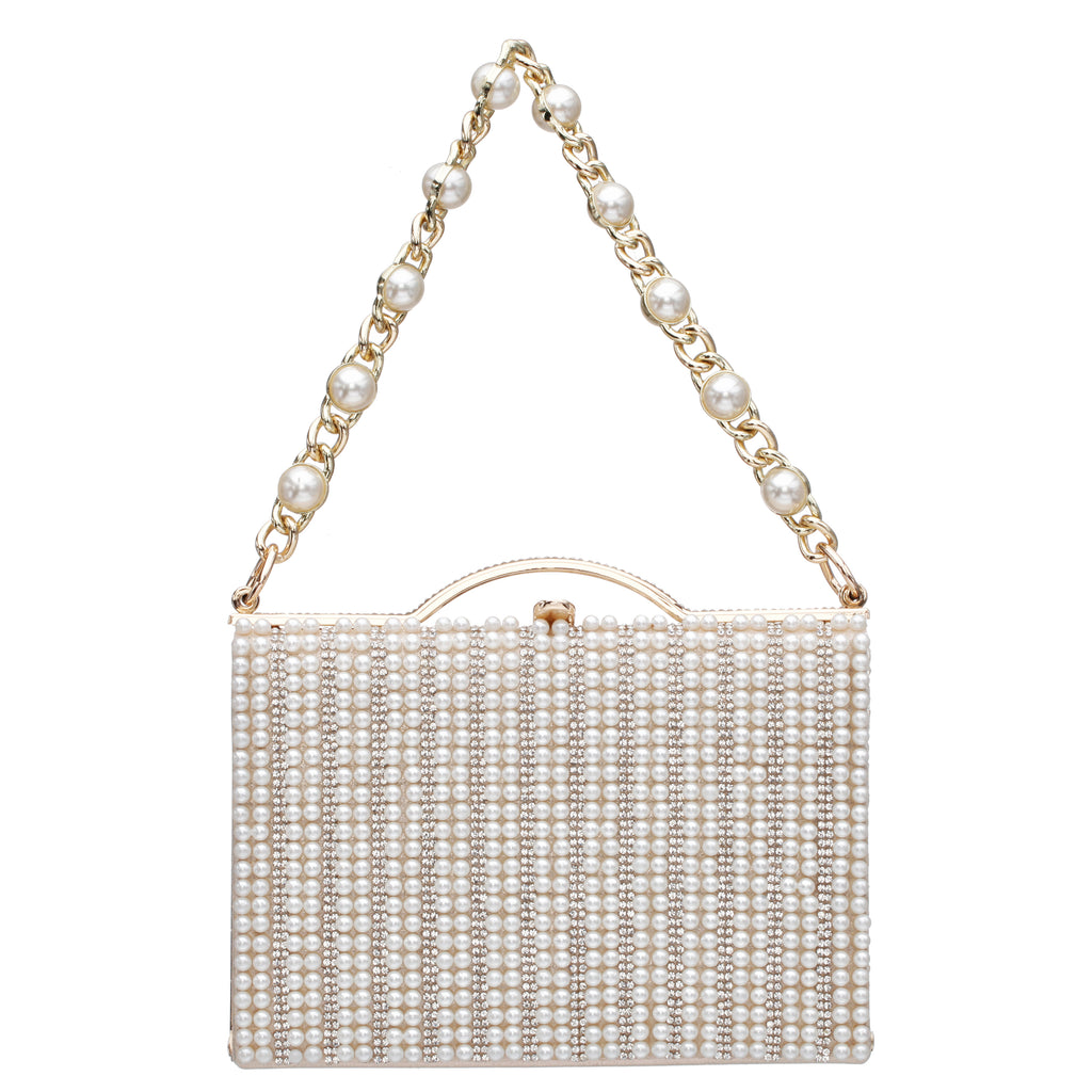 ISSA-WHITE PEARL HANDHELD MINAUDIERE – Nina Shoes