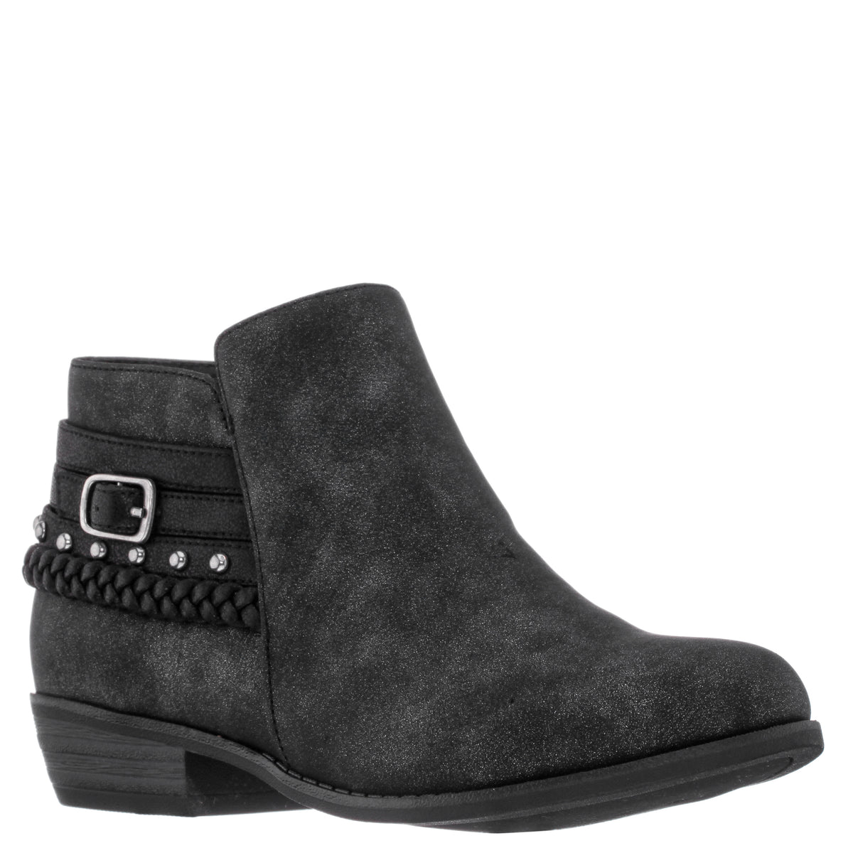Girls Kassie Black Shimmer Inside Zip Ankle Boots | Nina Shoes