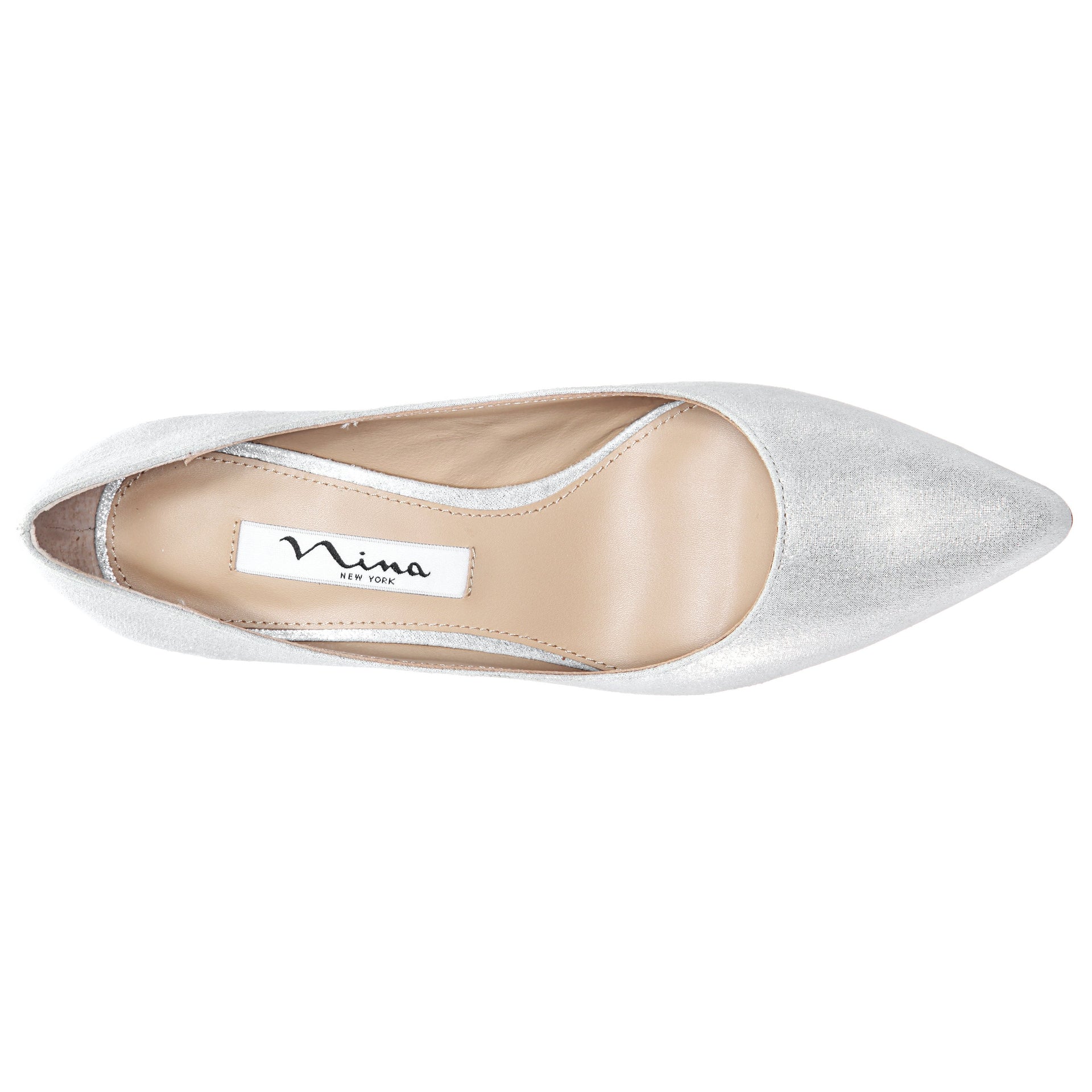 Womens Nina60 True Silver Suedette Mid-Heel Classic Pump | Nina Shoes
