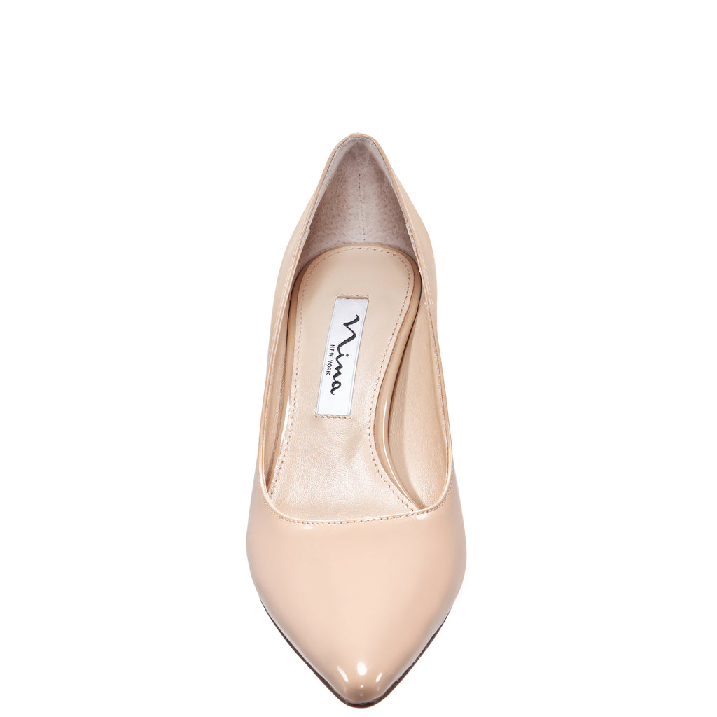 Womens Nina60 Latte Patent Leatherette Mid-Heel Classic Pump | Nina Shoes
