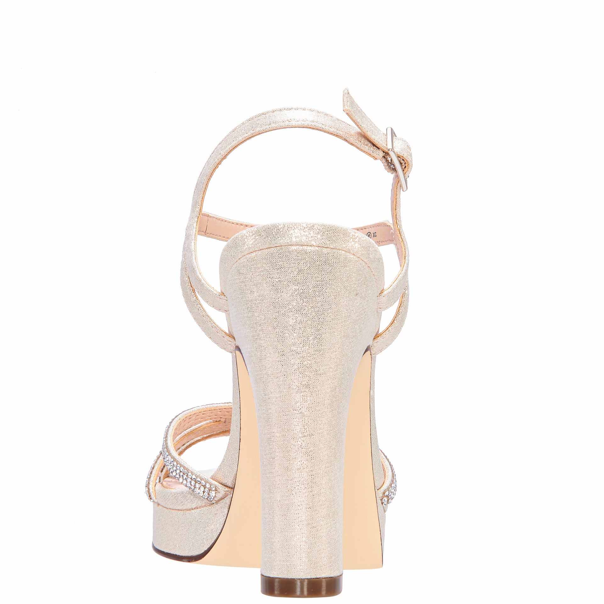 Womens Saralyn Platino Metallic Suedette with Crystal Bands Platform ...