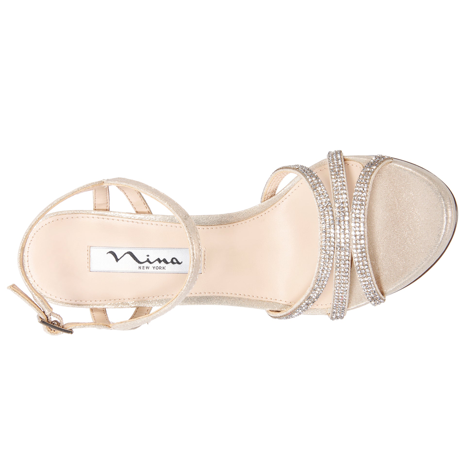 Womens Saralyn Platino Metallic Suedette with Crystal Bands Platform ...