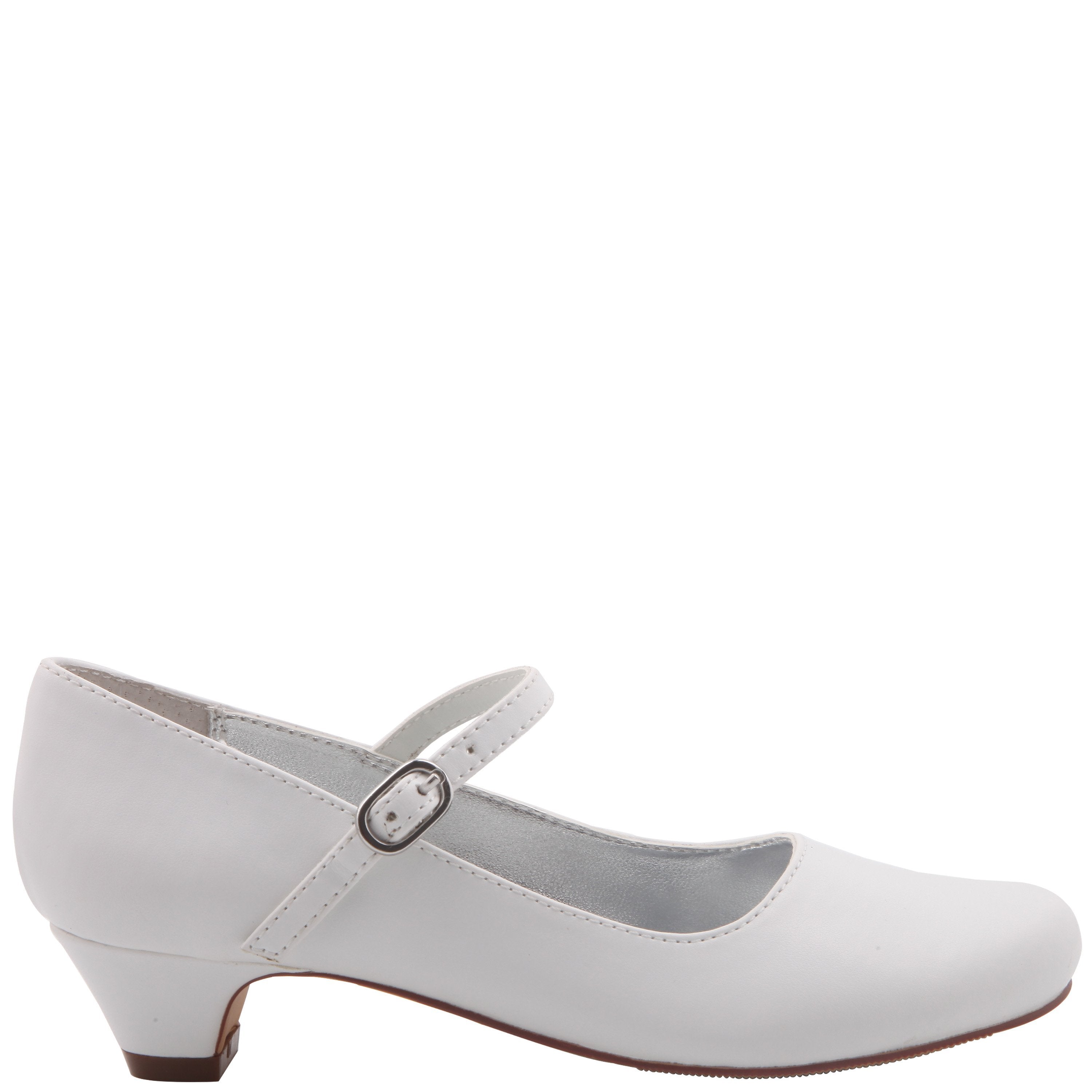Girls Seeley White Low Heel Dress Shoes | Nina Shoes