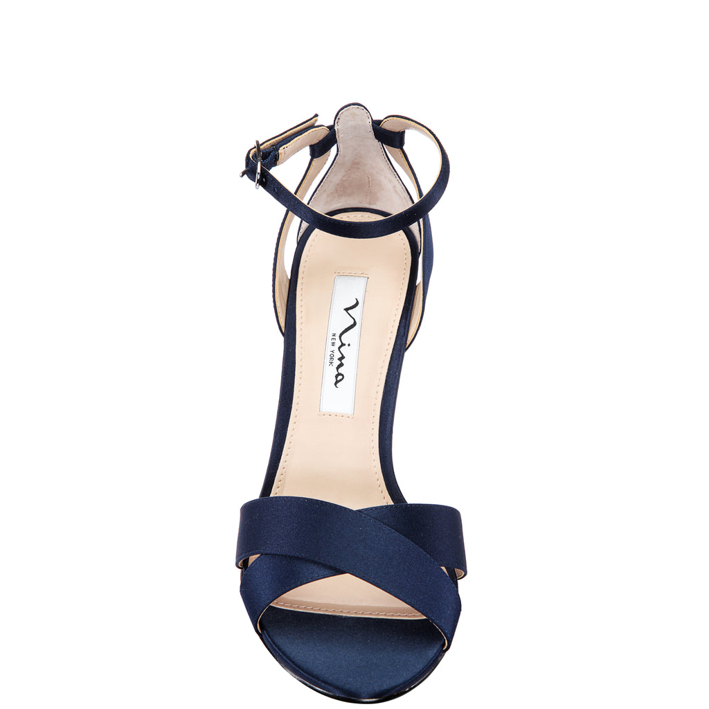 Womens Venus New Navy Satin High-Heel Dress Sandal | Nina Shoes