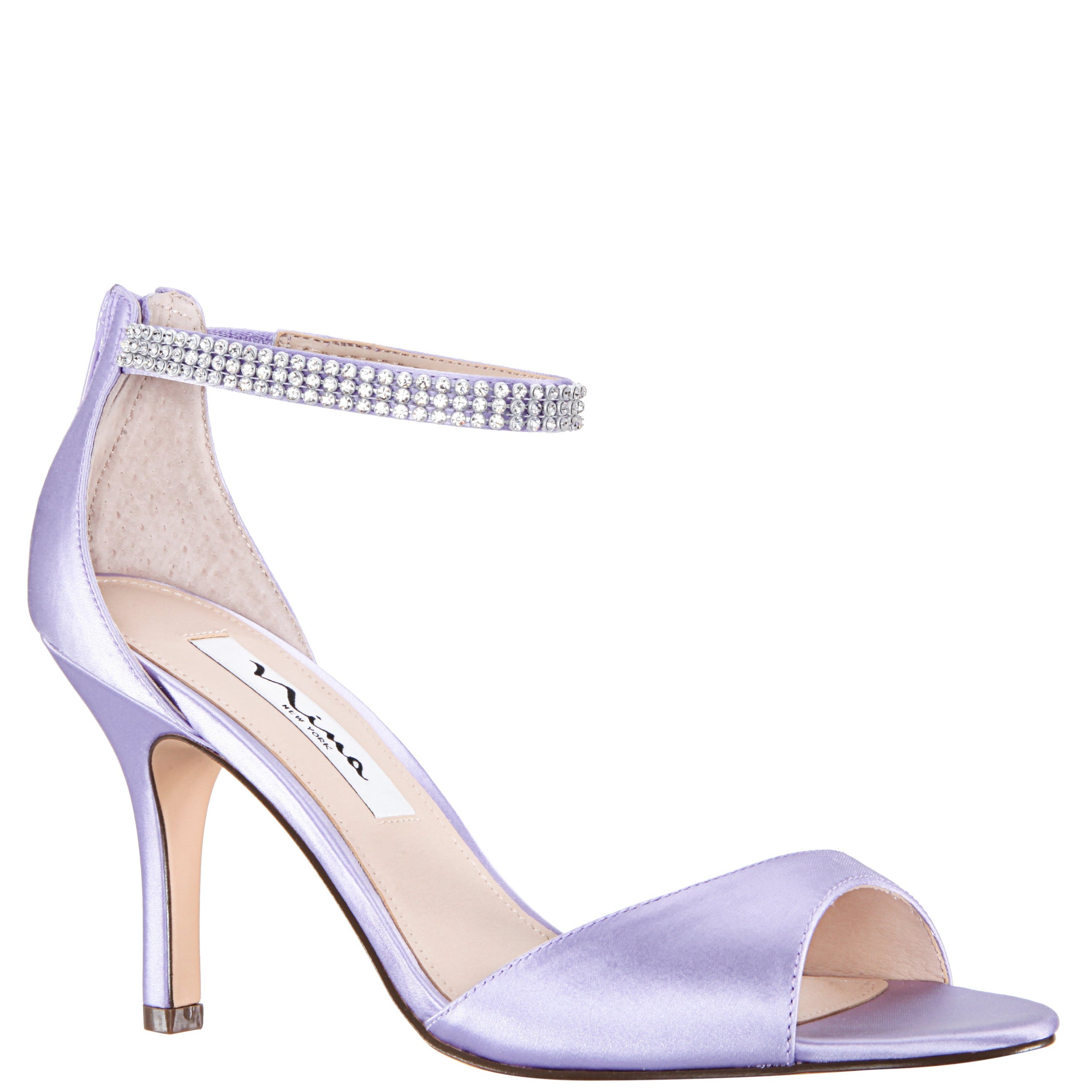 Womens Volanda Purple Satin with Crystal Ankle-Bracelet Sandals and ...