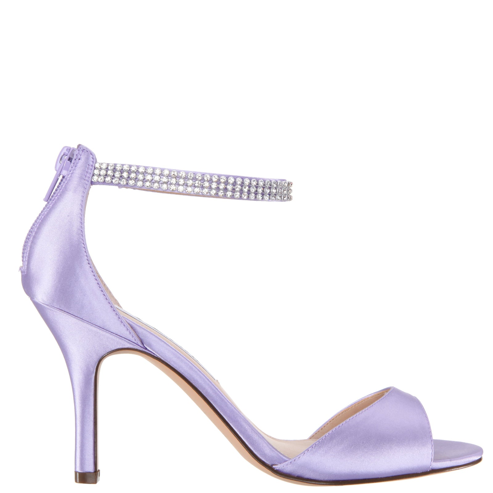 Womens Volanda Purple Satin with Crystal Ankle-Bracelet Sandals and ...
