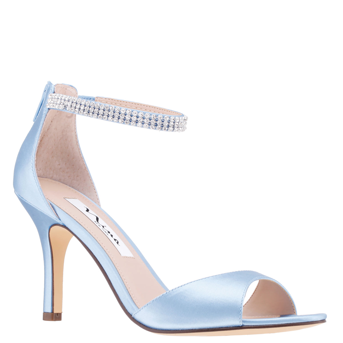 Womens Volanda Blue Satin with Crystal Ankle-Bracelet Sandals and ...