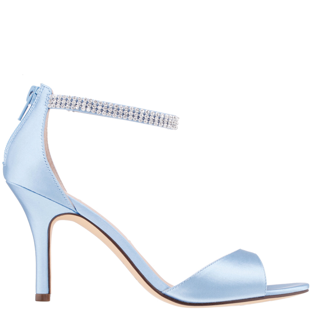Womens Volanda Sky Blue Satin Crystal Ankle-Strap High-Heel Dressy ...