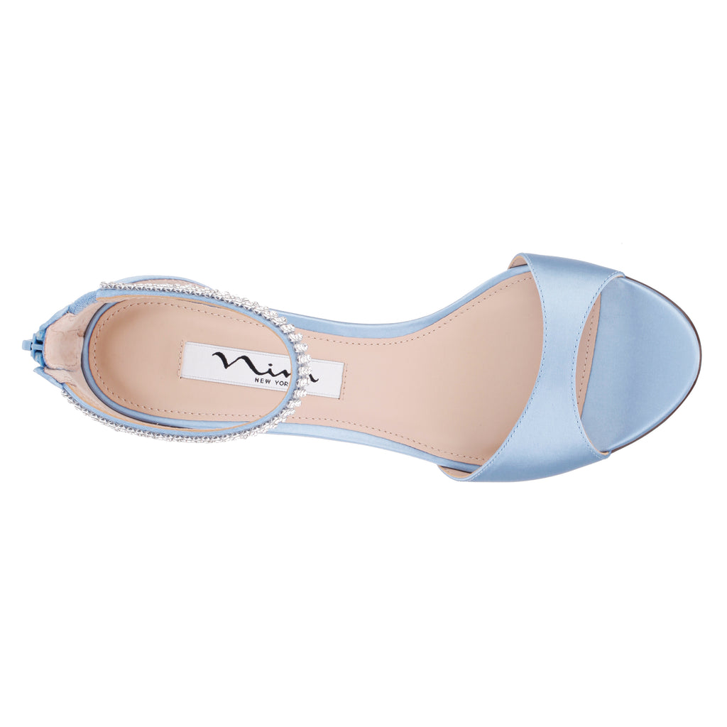 Womens Volanda Sky Blue Satin Crystal Ankle-Strap High-Heel Dressy ...
